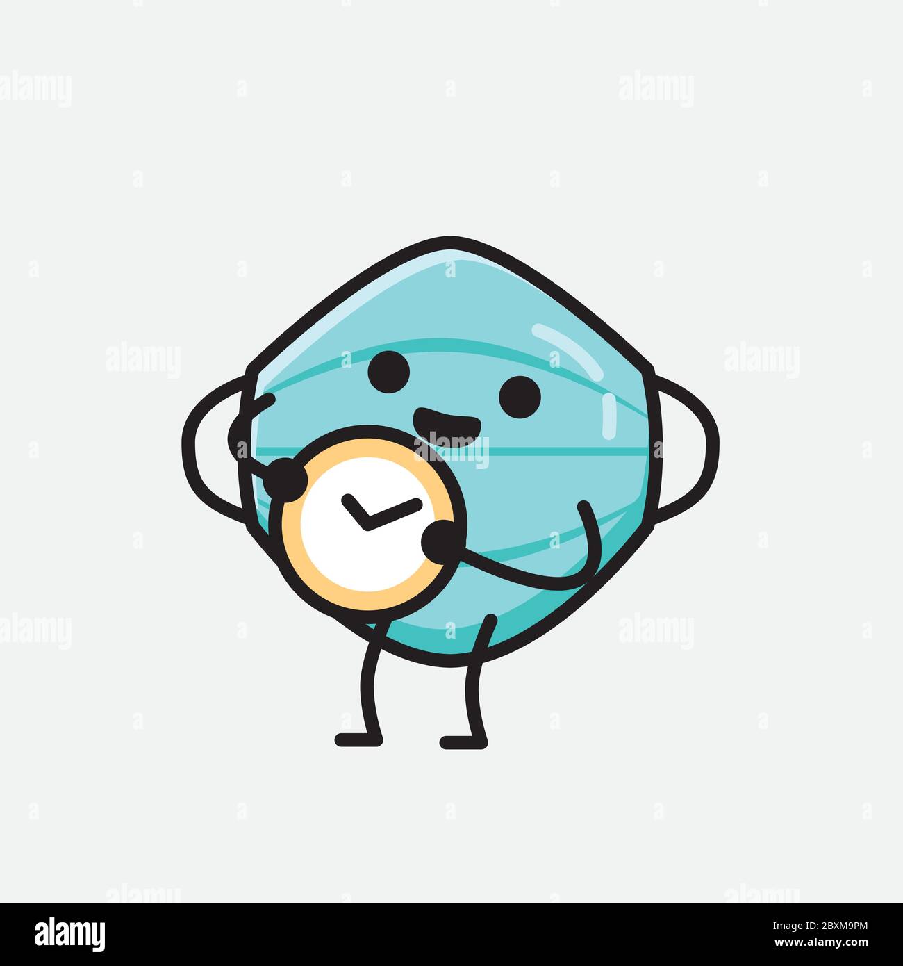 Illustration of Cute Health Mask Mascot Vector Character in Flat Design ...