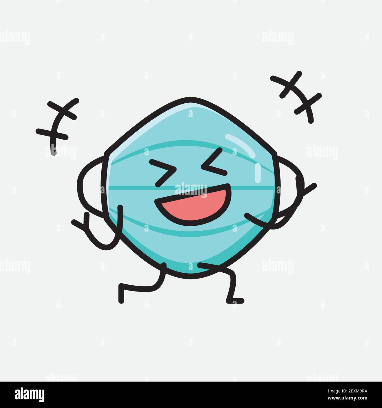 Illustration of Cute Health Mask Mascot Vector Character in Flat Design ...