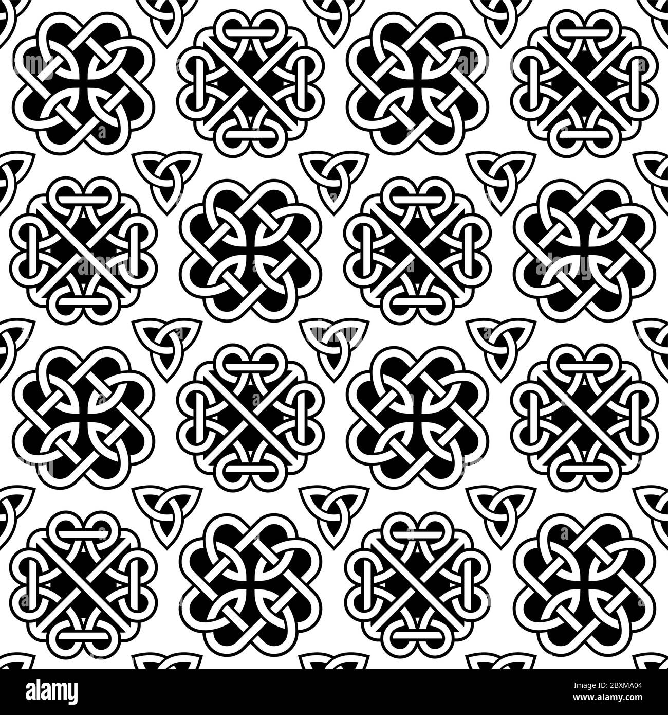 Irish Celtic knots and braids vector seamless pattern set, retro design ...