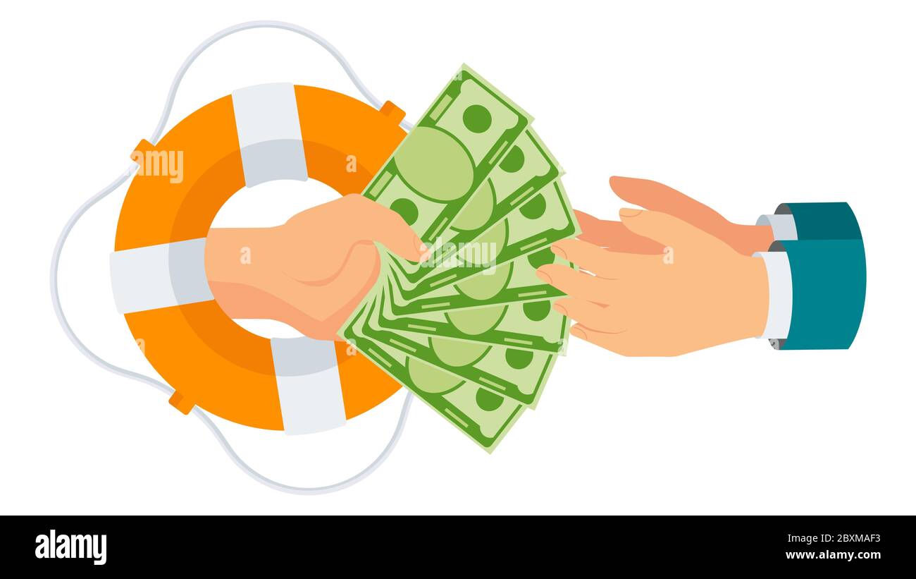 Donate money. Rich man hands money to poor, needy Stock Vector Image ...
