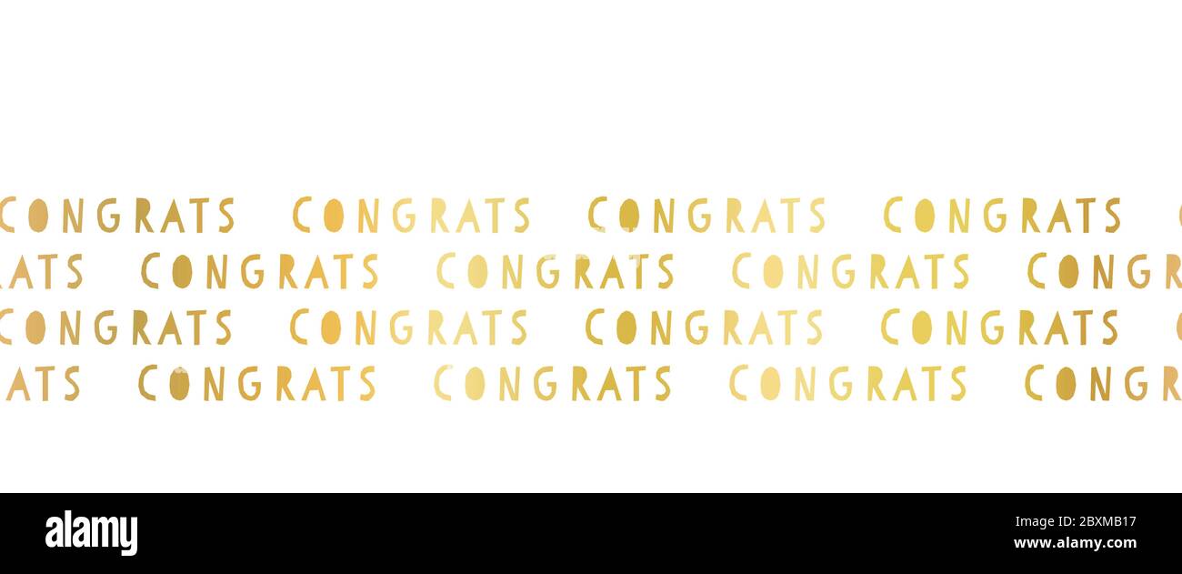 Congrats faux gold foil lettering seamless vector border ...
