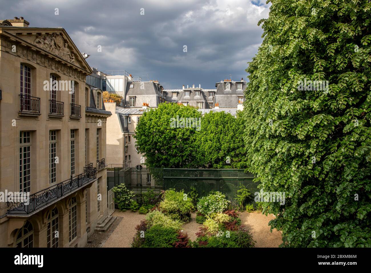 Paris, France - April 24, 2020: Typical roofs of haussmann buildings in ...