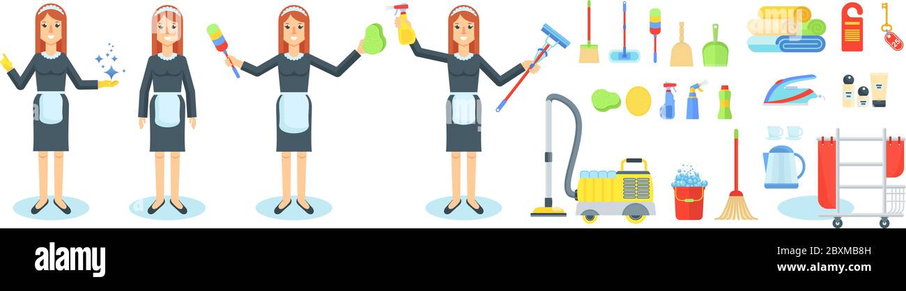 Maid flat vector character isolated on a white background Stock Vector ...