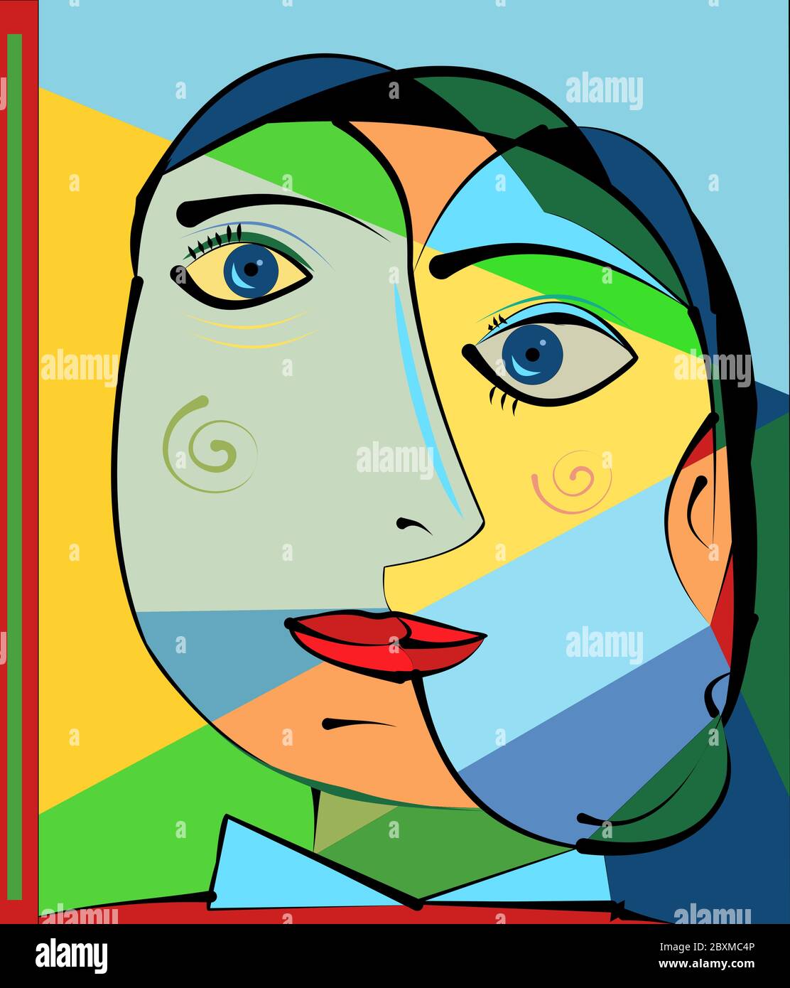 Colorful abstract background, cubism art style,portrait Stock Vector ...