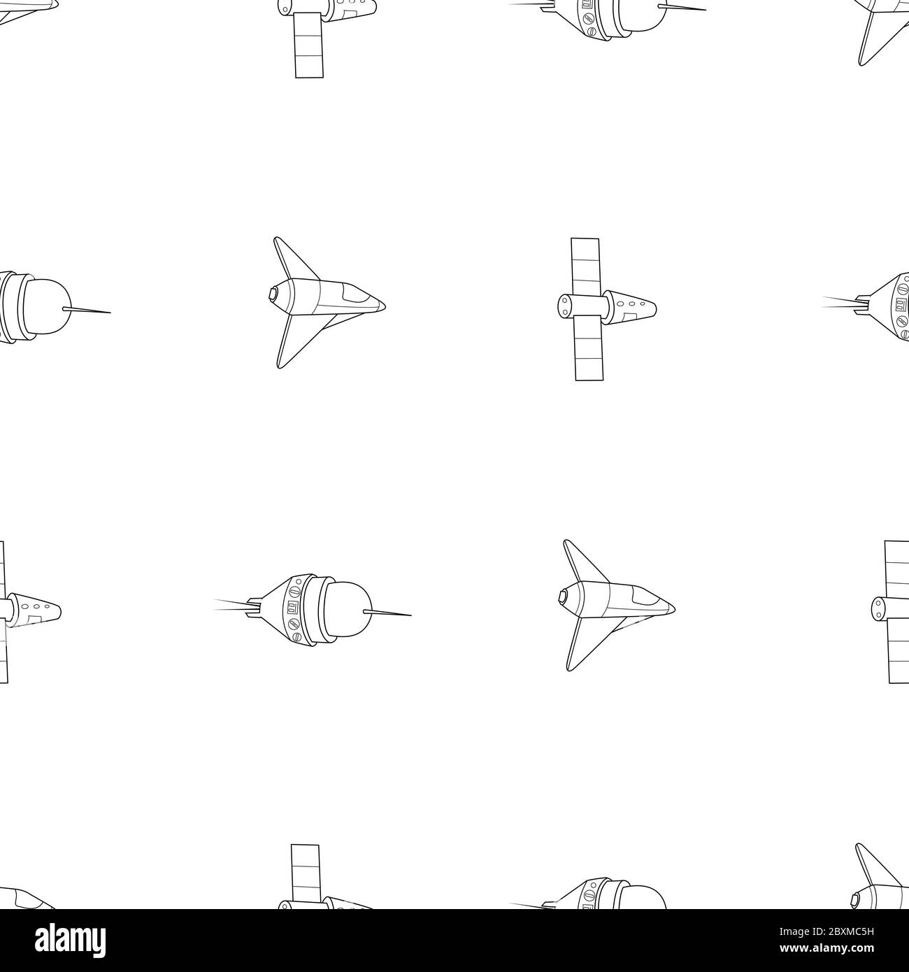 Rocket, shuttle and spaceship. Cosmos seamless pattern background ...