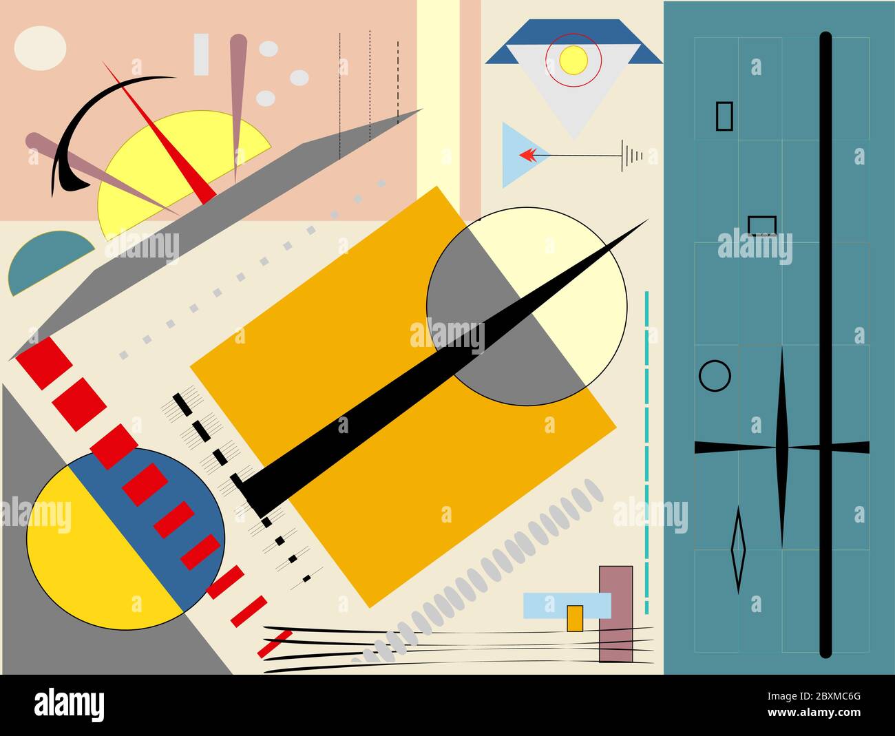 Abstract beige background ,fancy geometric and curved colorful shapes ...