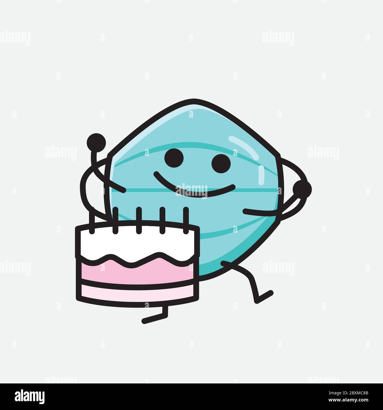 Illustration of Cute Health Mask Mascot Vector Character in Flat Design ...