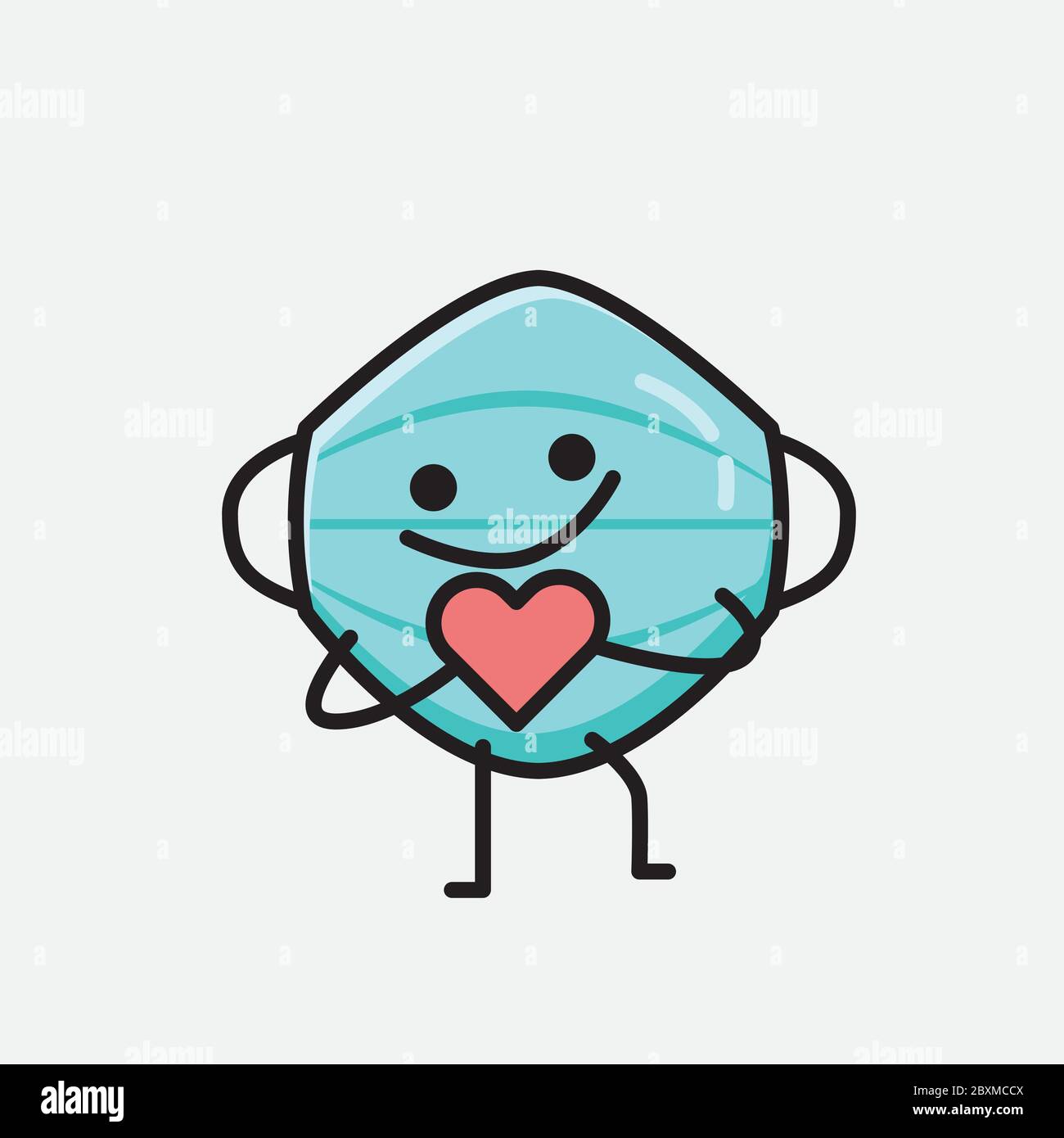 Illustration of Cute Health Mask Mascot Vector Character in Flat Design ...