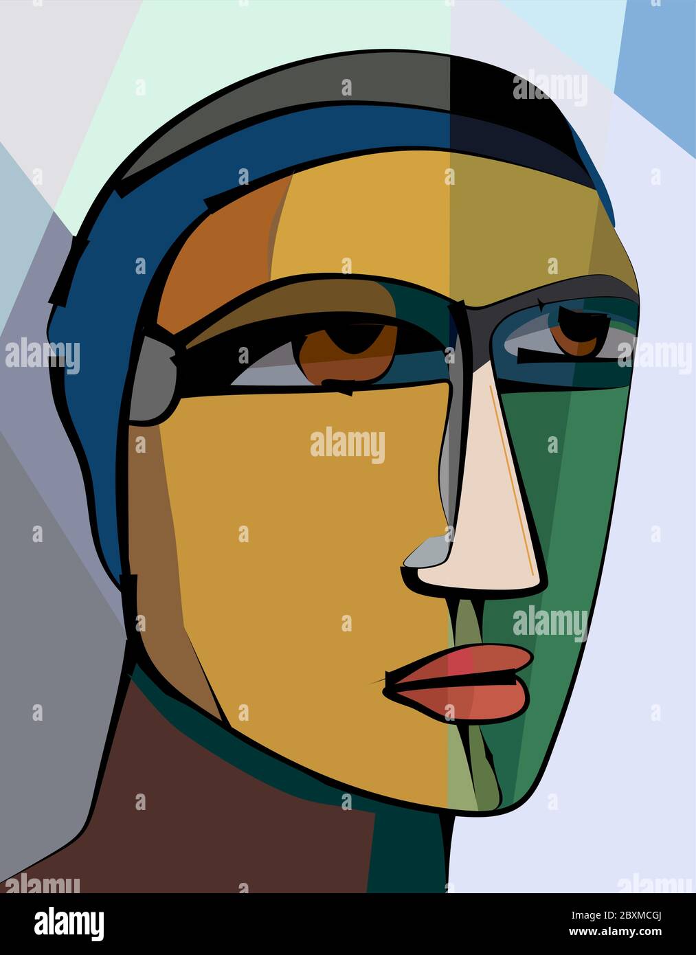 Colorful abstract background, cubism art style, sporty man Stock Vector ...