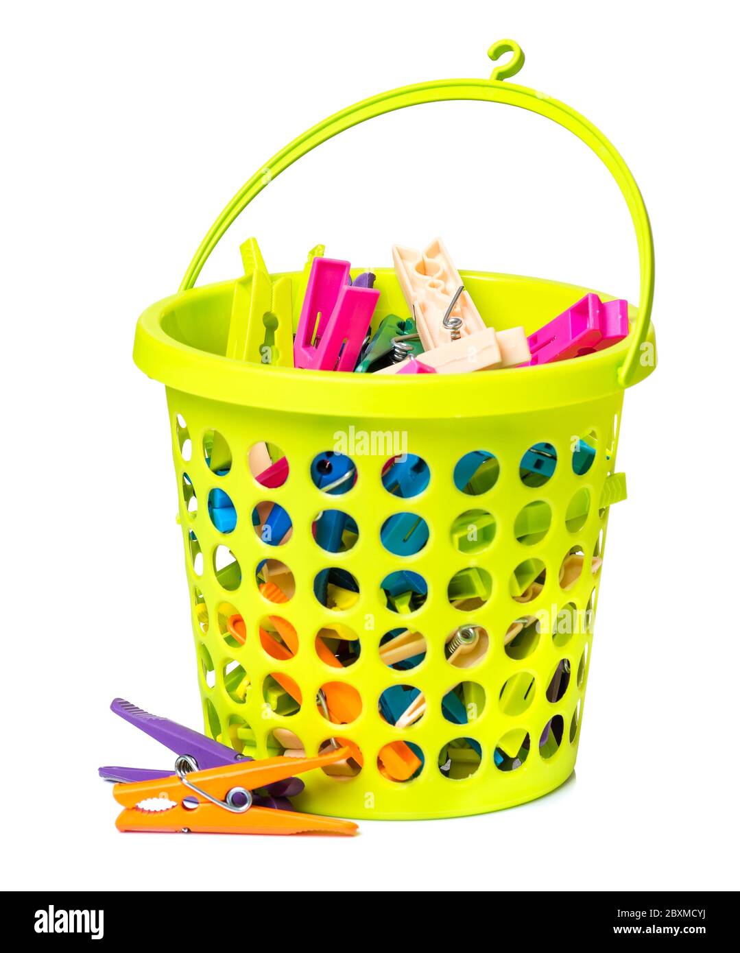 Clothespin in green bucket Stock Photo - Alamy