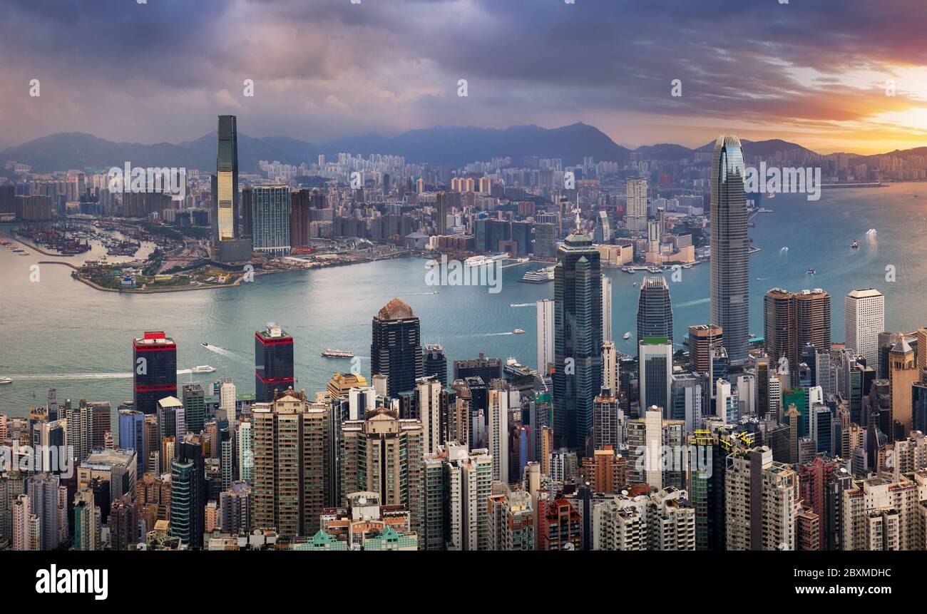 Hong Kong cityscape panorama from Victoria peak, China - Asia Stock Photo - Alamy