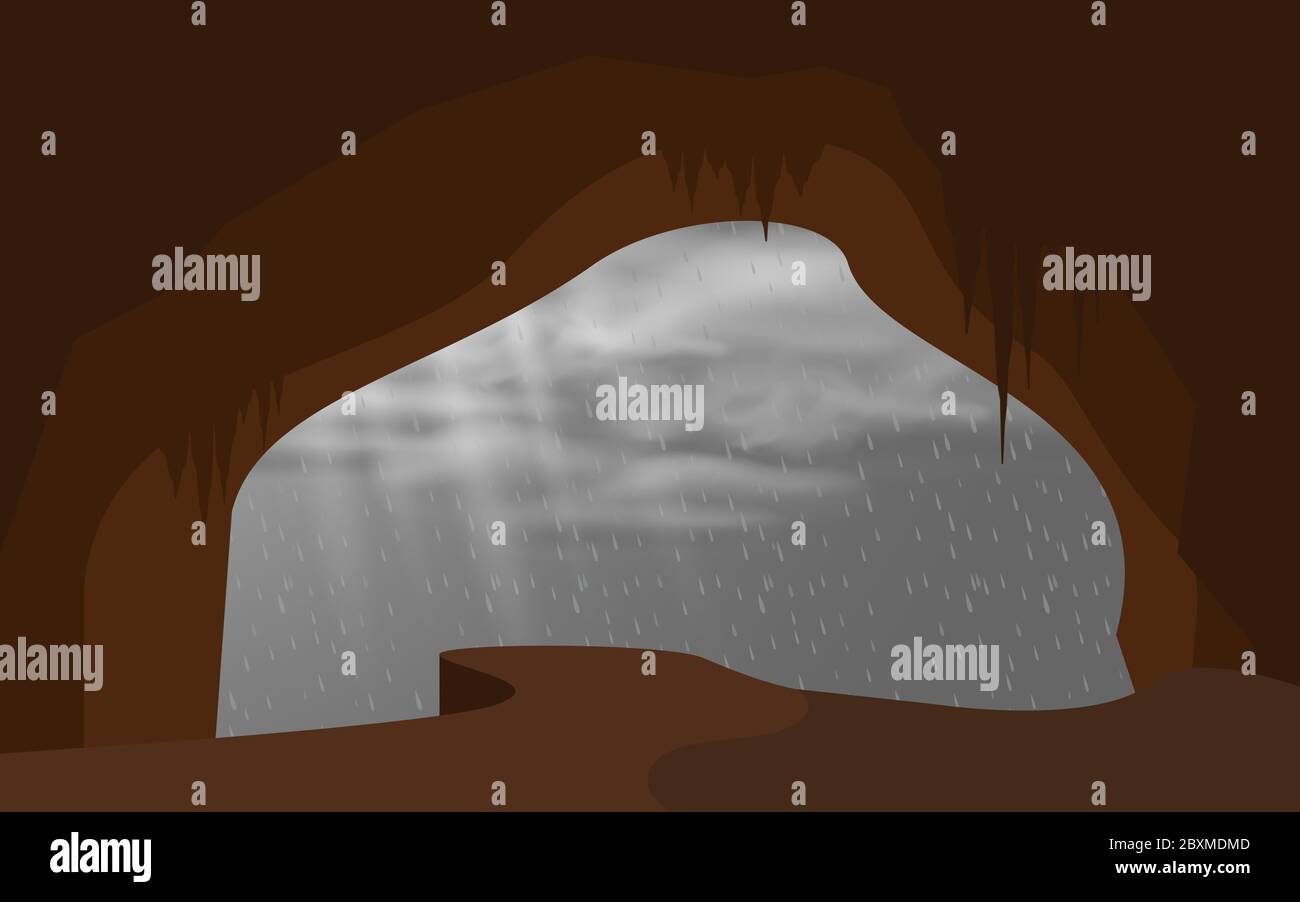 landscape of cave in the rain day Stock Vector Image & Art - Alamy