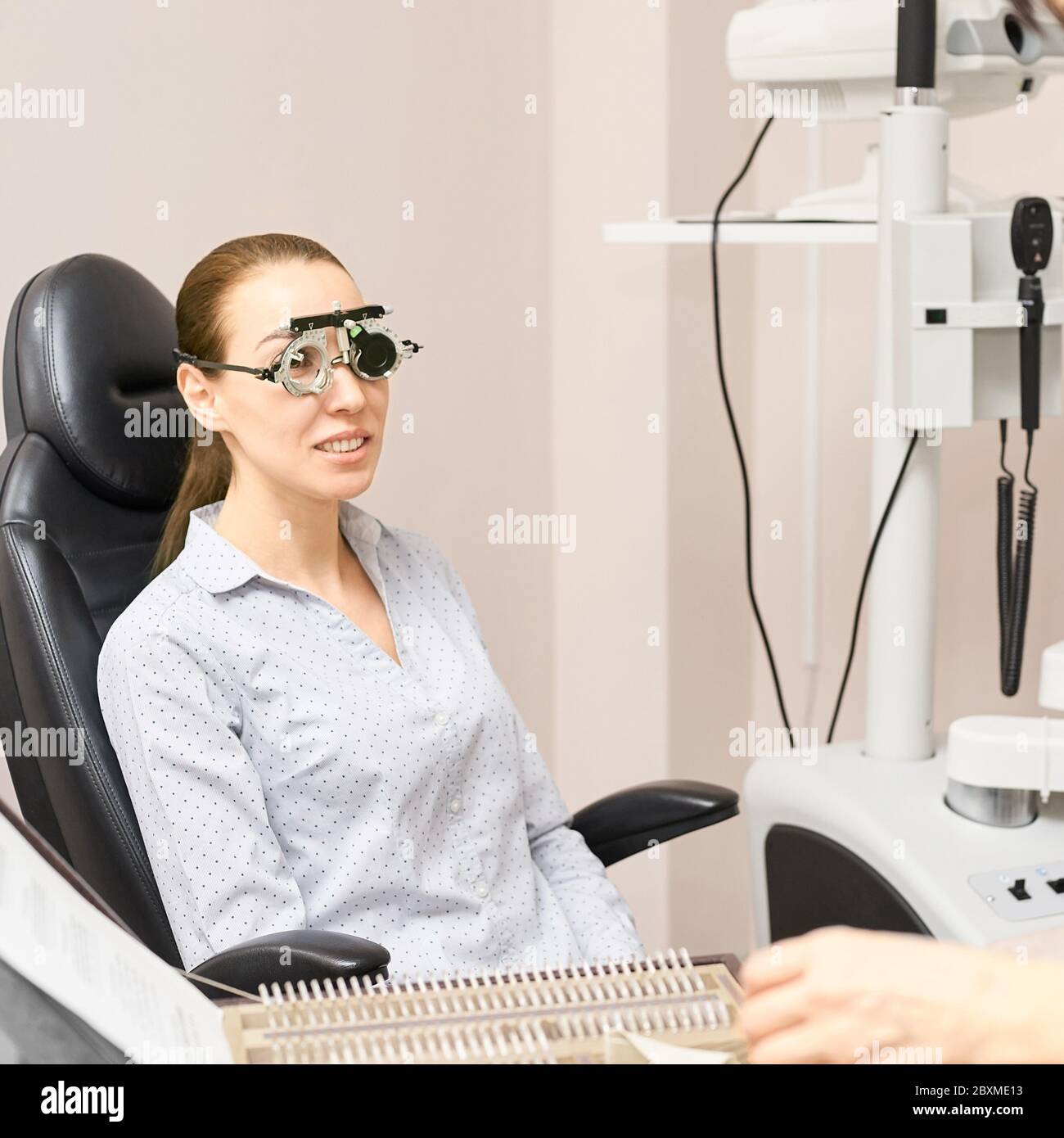 Eye ophthalmologist exam. Eyesight recovery. Astigmatism check concept ...