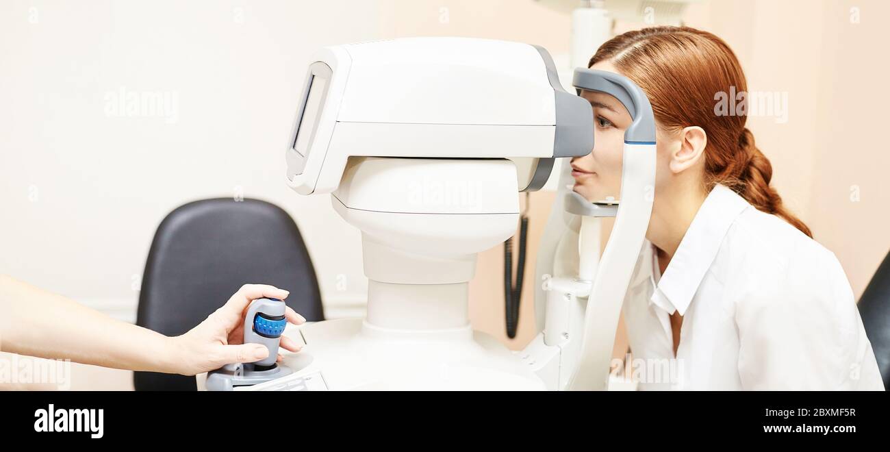 Eye ophthalmologist exam. Eyesight recovery. Astigmatism check concept ...