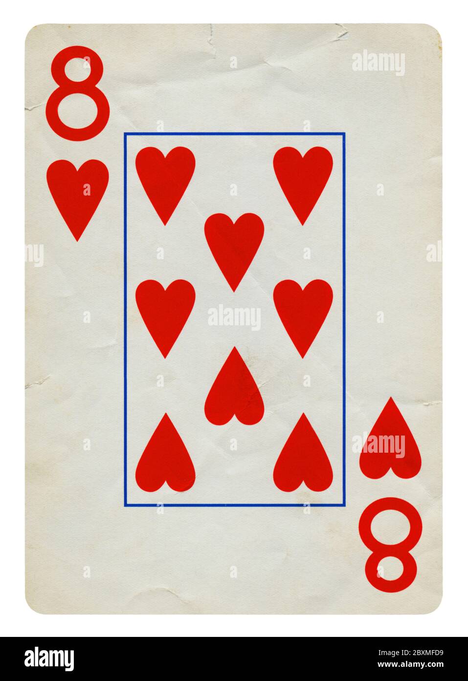 Eight of Hearts Vintage playing card - isolated on white (clipping path ...