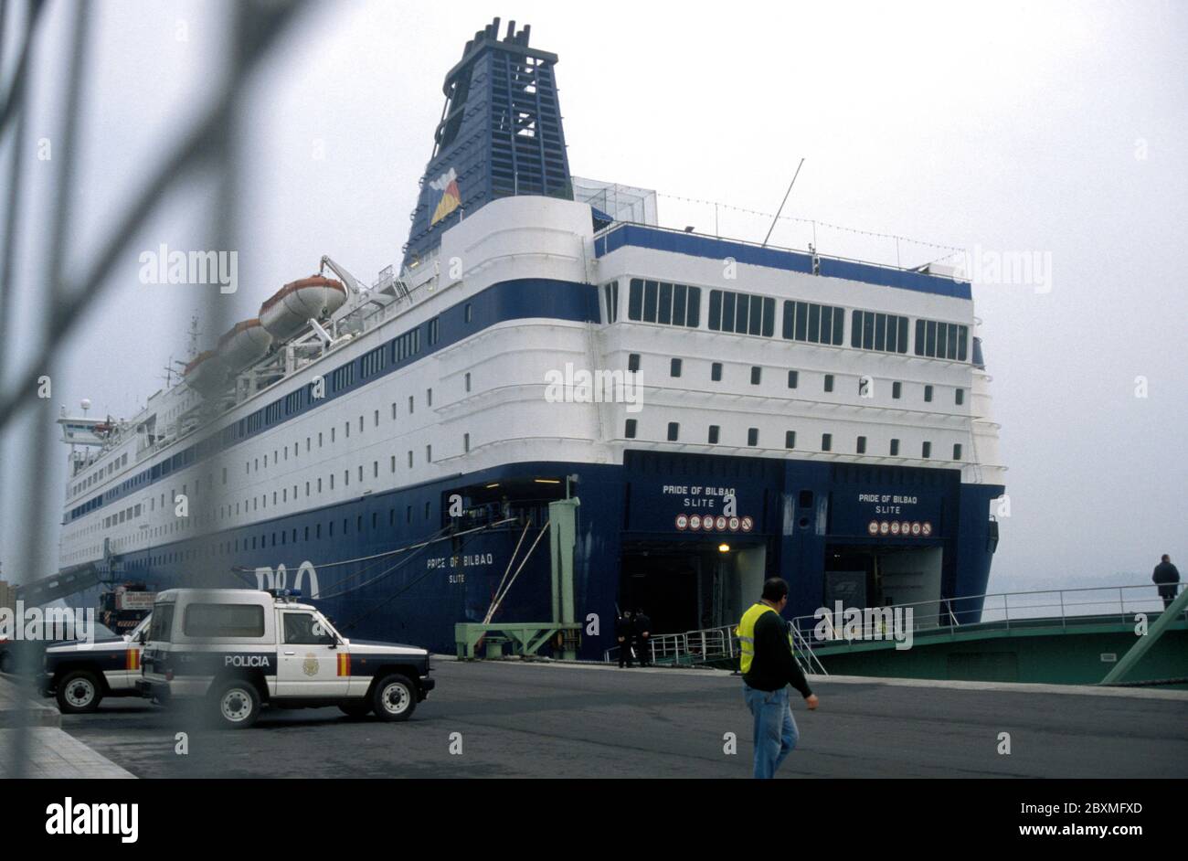 Pride of Bilbao P&O passenger ferry pictured in 1994 docked in Bilbao ...