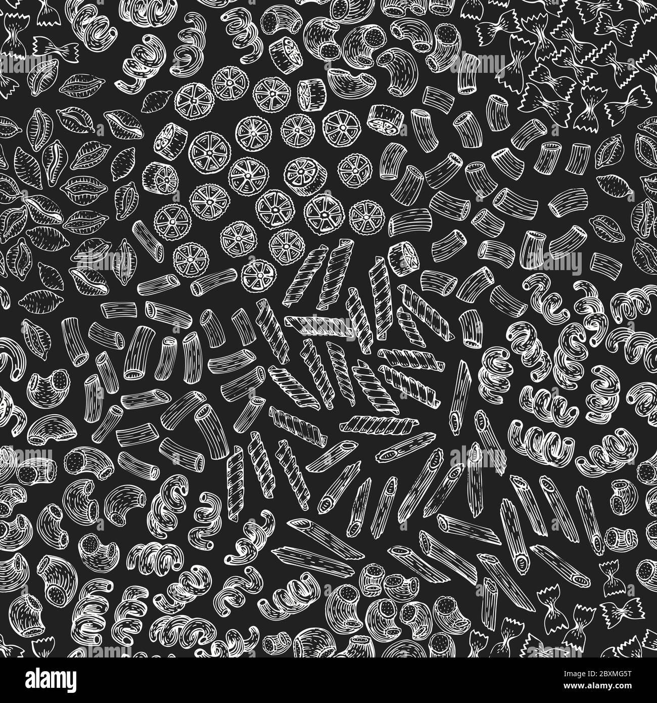 Hand drawn pasta seamless pattern. Vector pasta kinds illustrations on ...
