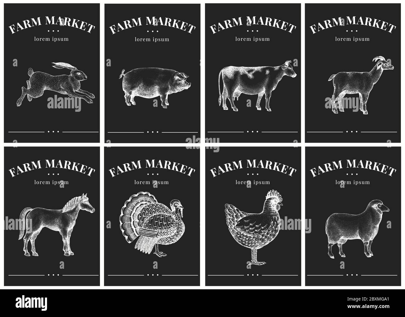 Labels with farm animals. Vintage set templates price tags for shops ...