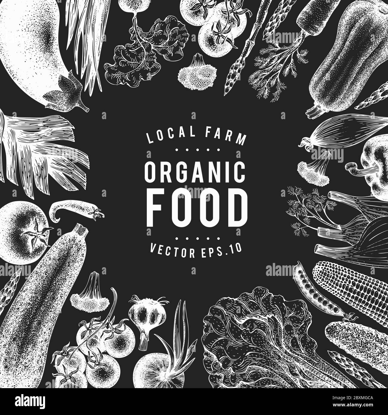 Hand drawn vegetables design template. Vector vegetable illustrations ...