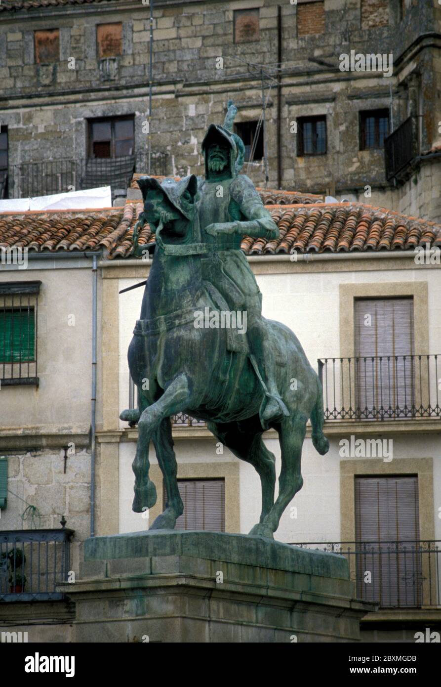 Bronze statue of Francisco Pizarro the conquistador who was born in ...