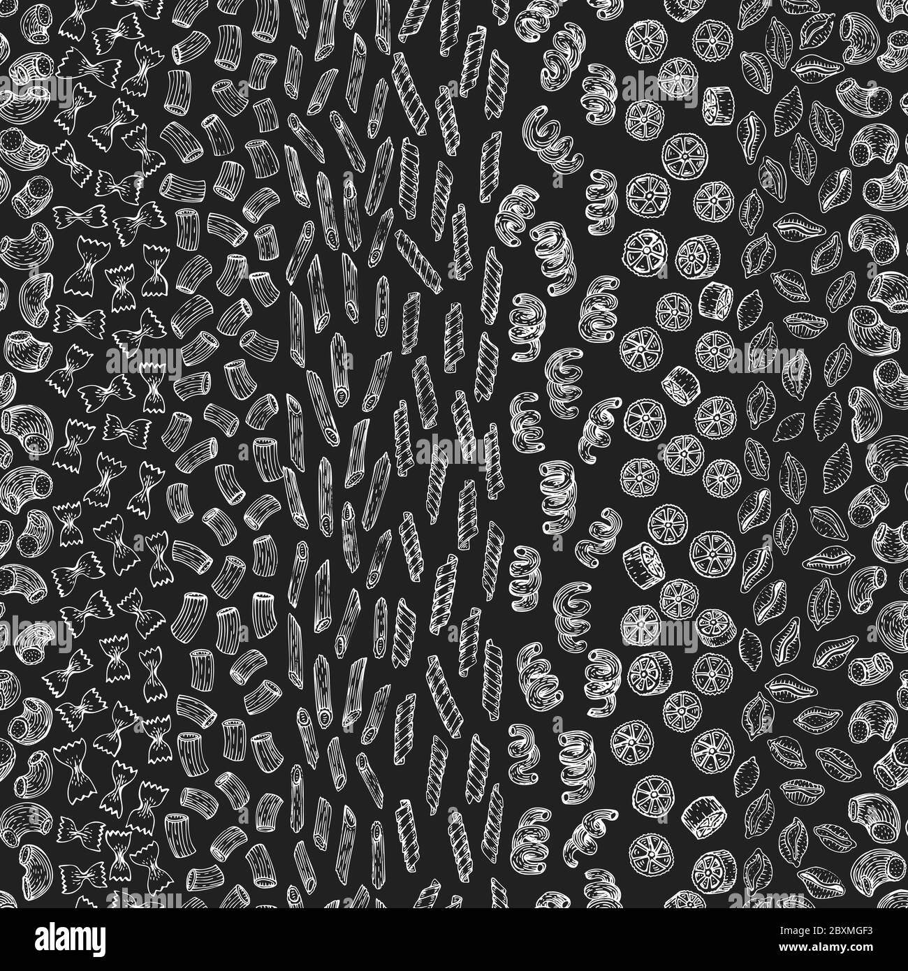 Hand drawn pasta seamless pattern. Vector pasta kinds illustrations on ...