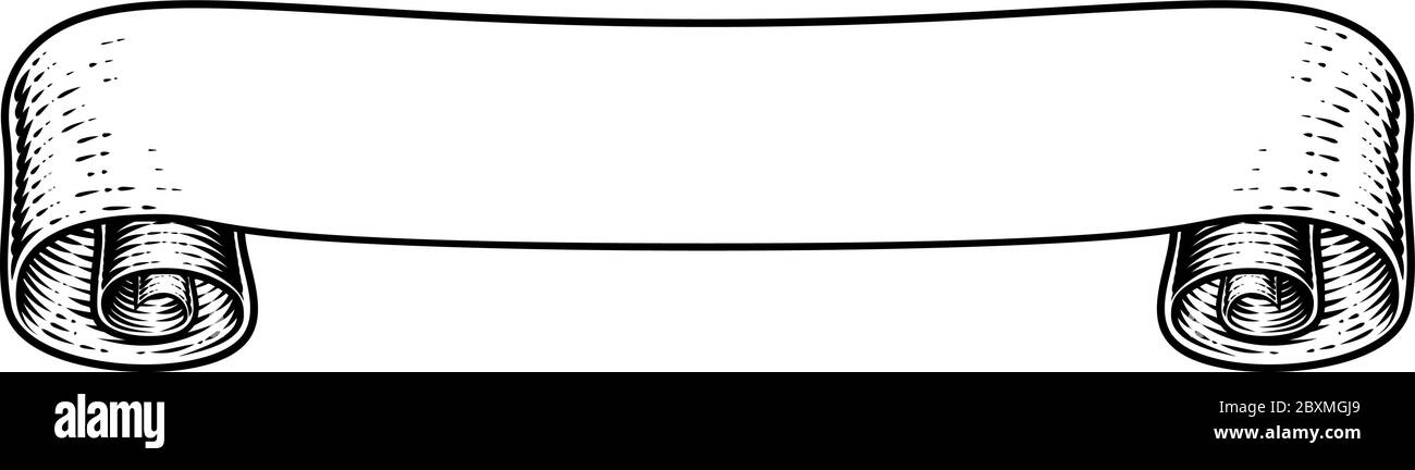 Scroll Vintage Flag Paper Banner Ribbon Woodcut Stock Vector Image ...