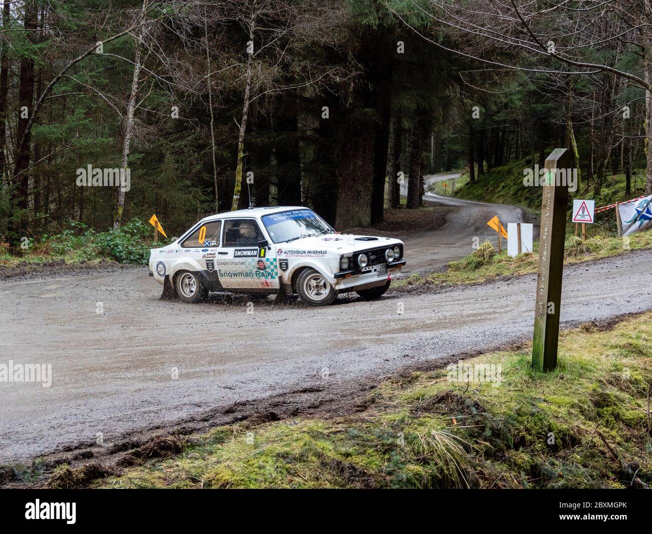 Glen Urquhart, Highland, Scotland, 7th March 2020. Rally car taking ...