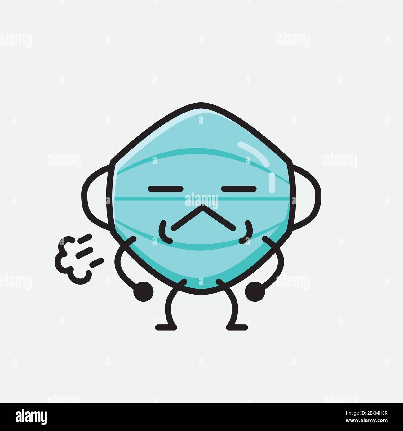 Illustration of Cute Health Mask Mascot Vector Character in Flat Design ...