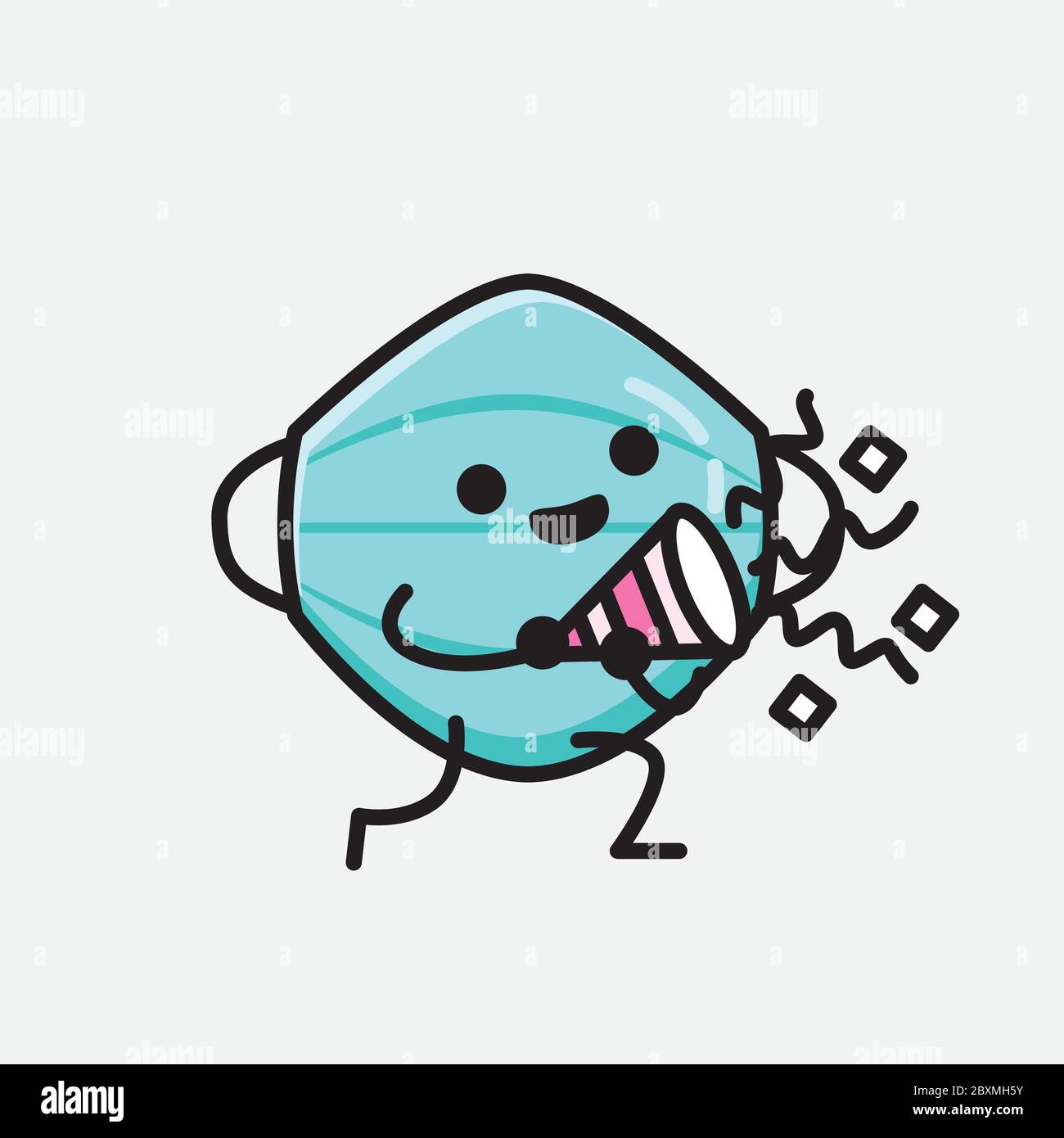 Illustration of Cute Health Mask Mascot Vector Character in Flat Design ...