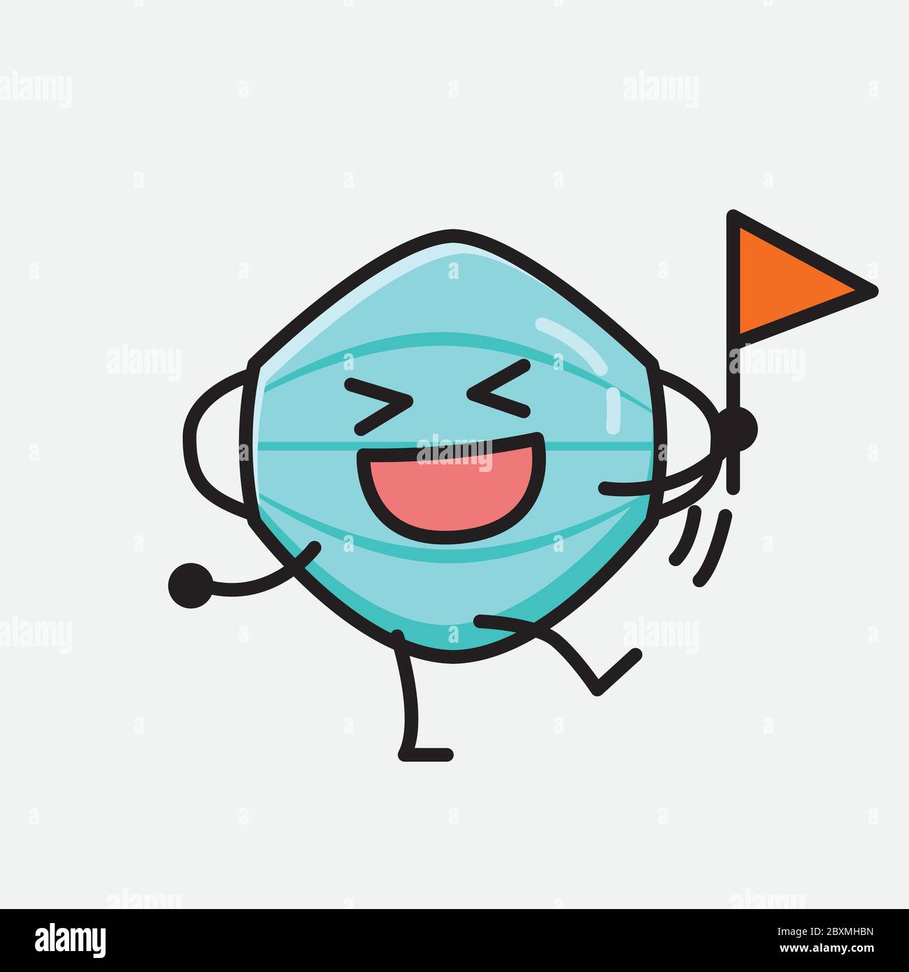 Illustration of Cute Health Mask Mascot Vector Character in Flat Design ...