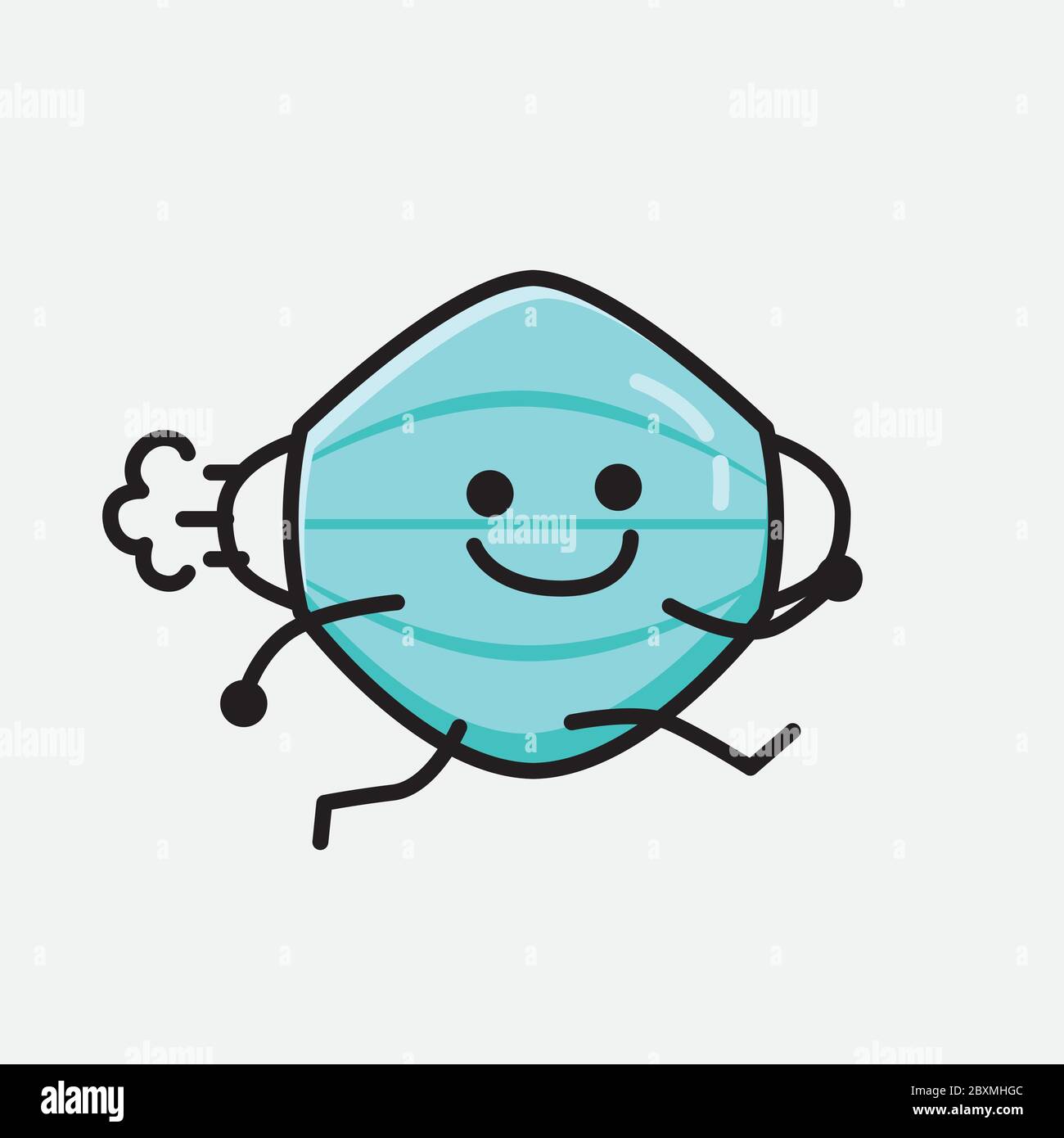 Illustration of Cute Health Mask Mascot Vector Character in Flat Design ...