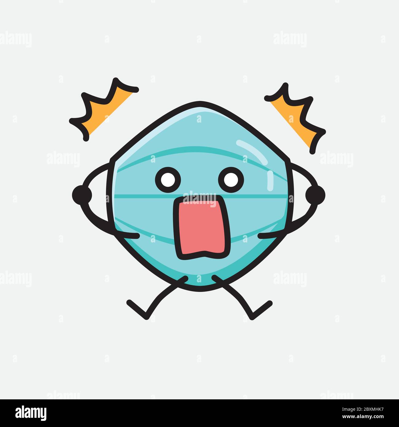 Illustration of Cute Health Mask Mascot Vector Character in Flat Design ...