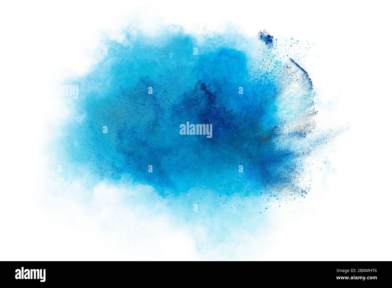 Powder explosion. Closeup of a blue dust particle explosion isolated on ...
