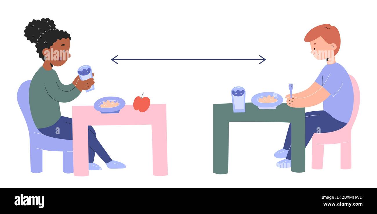 Children having lunch in kindergarten Stock Vector Images - Alamy