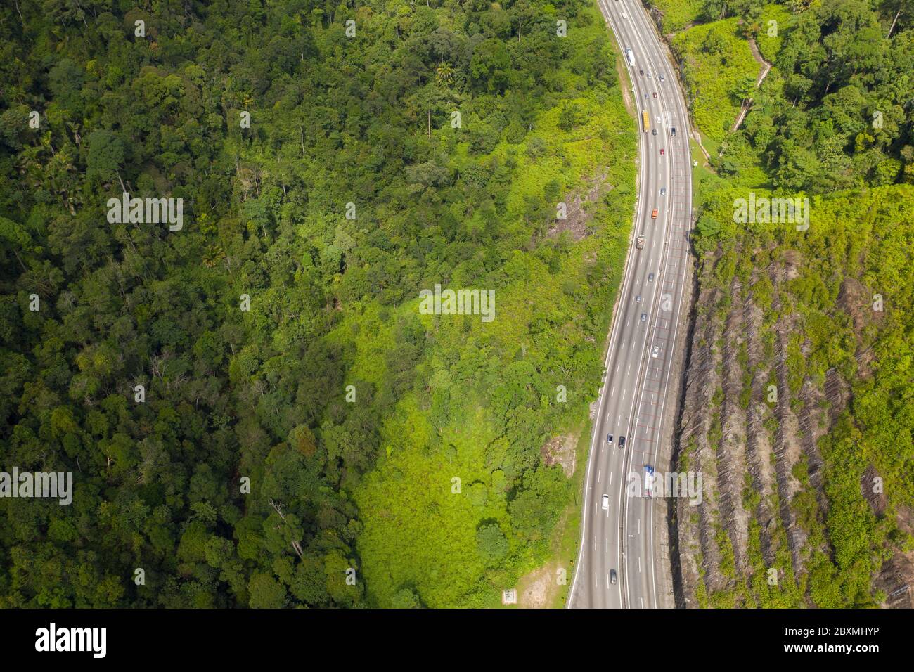 Aerial view of the beautiful North South highway cutting through ...