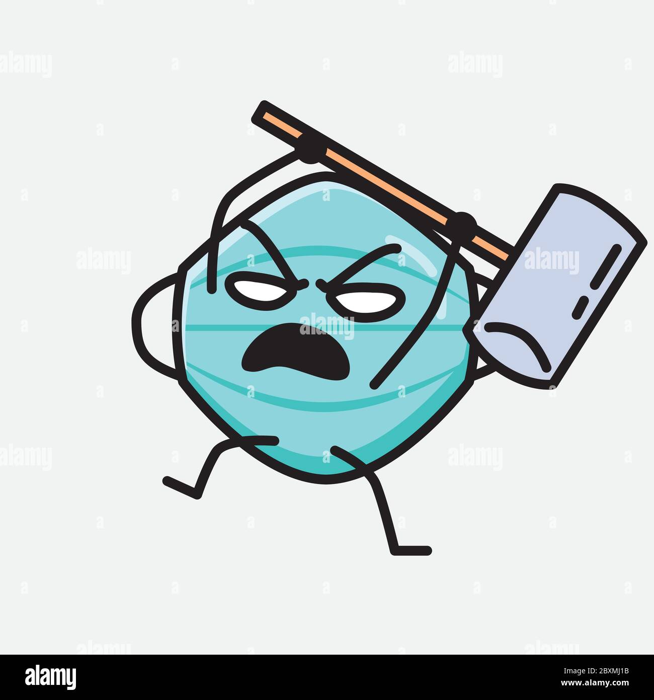 Illustration of Cute Health Mask Mascot Vector Character in Flat Design ...