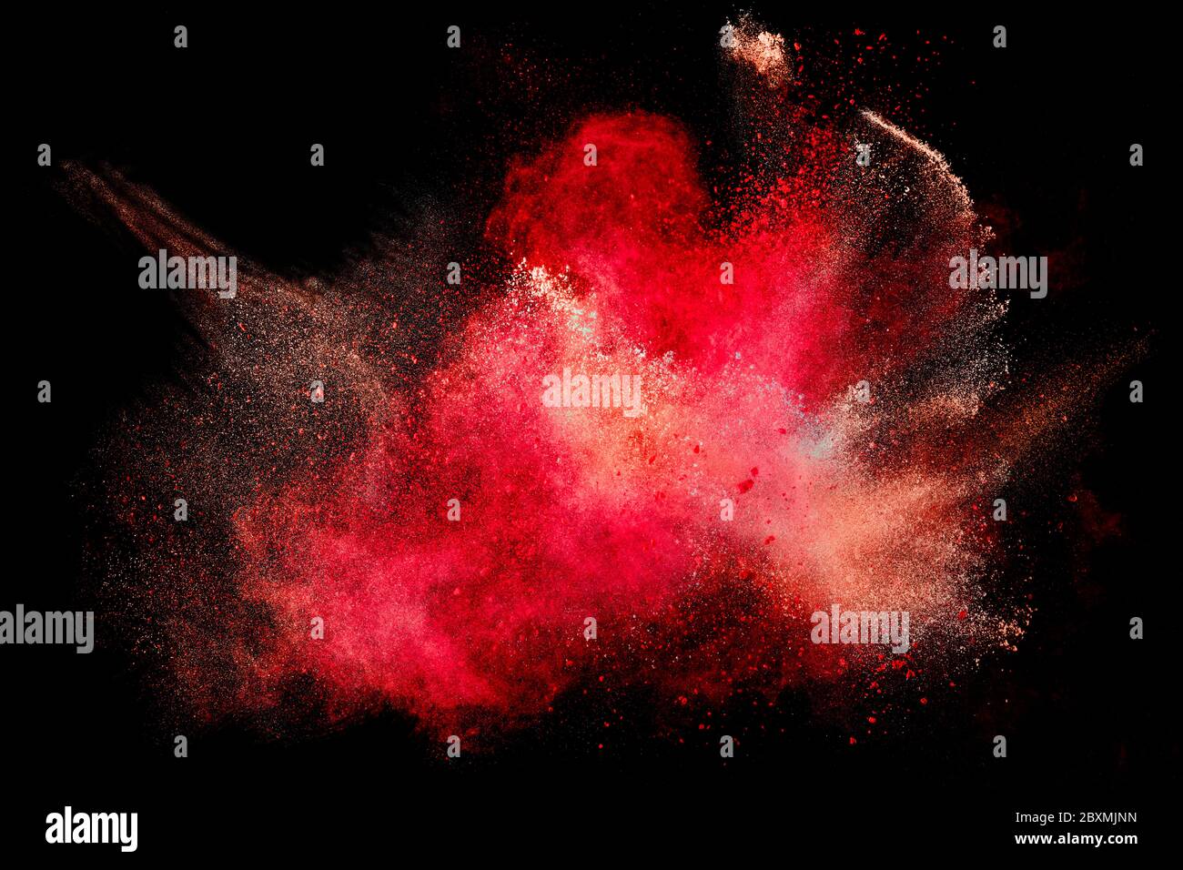 Colorful dust particle explosion resembling blood or a pyrotechnic ...