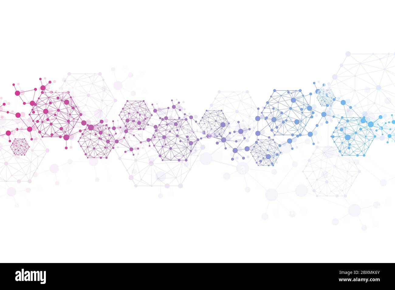 Science network pattern, connecting lines and dots. Technology hexagons structure or molecular ...