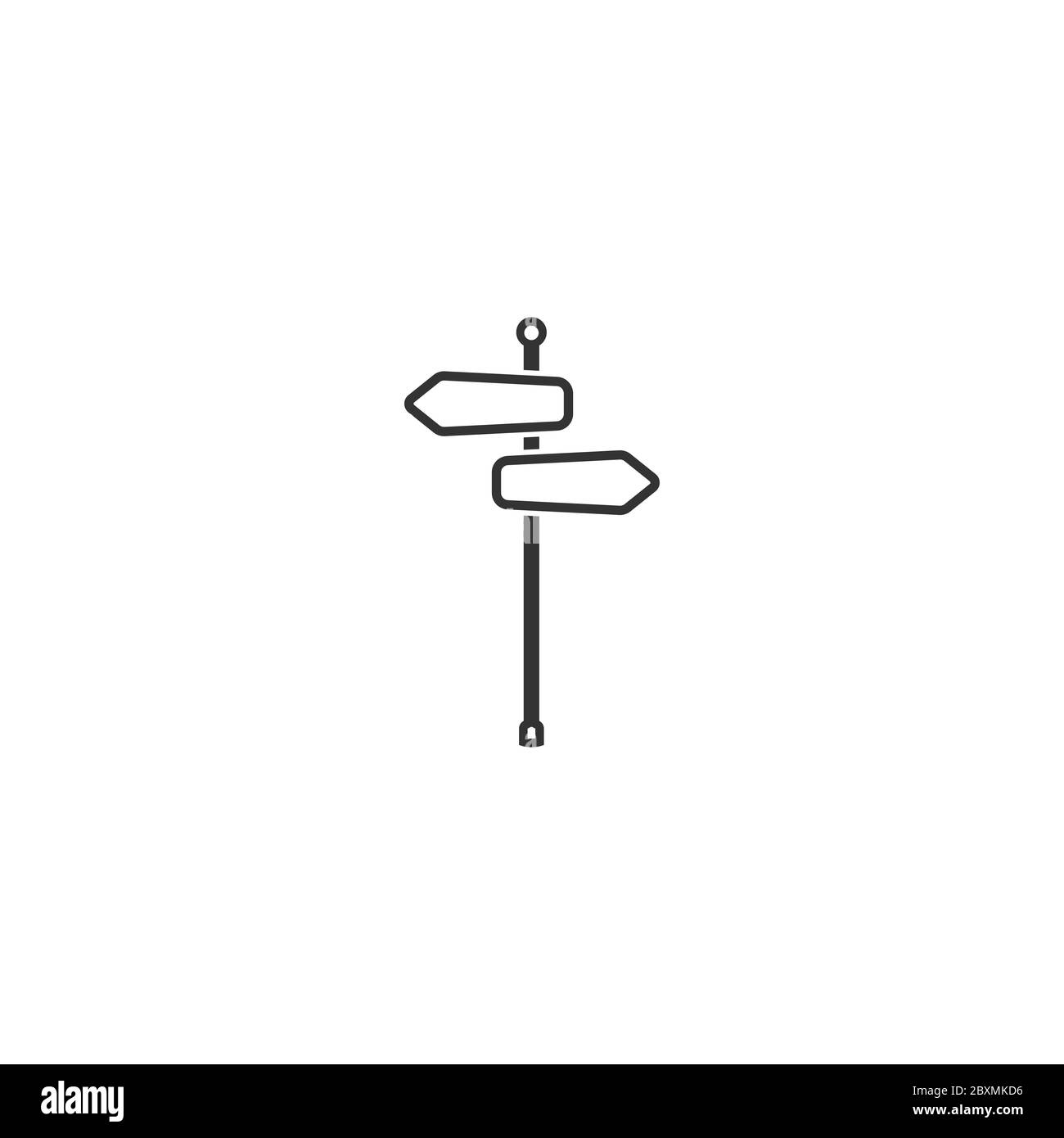 Black line arrow signpost, pole pointer. Street or road sign isolated ...