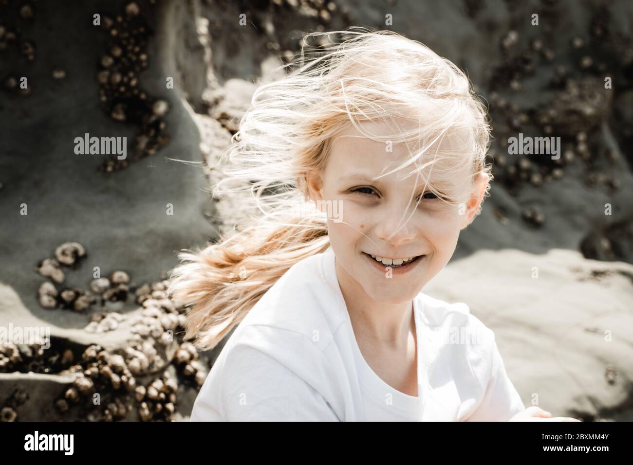 Woman with long hair blown hi-res stock photography and images - Alamy