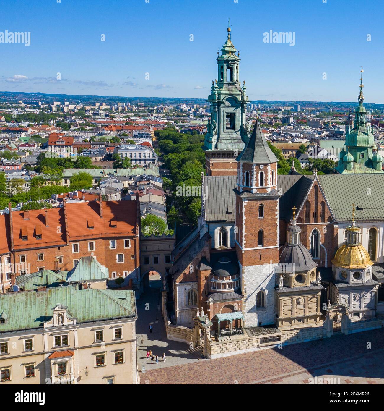 Krakow. Aerial View of Royal Wawel Castle and Gothic Cathedral. Vistula ...