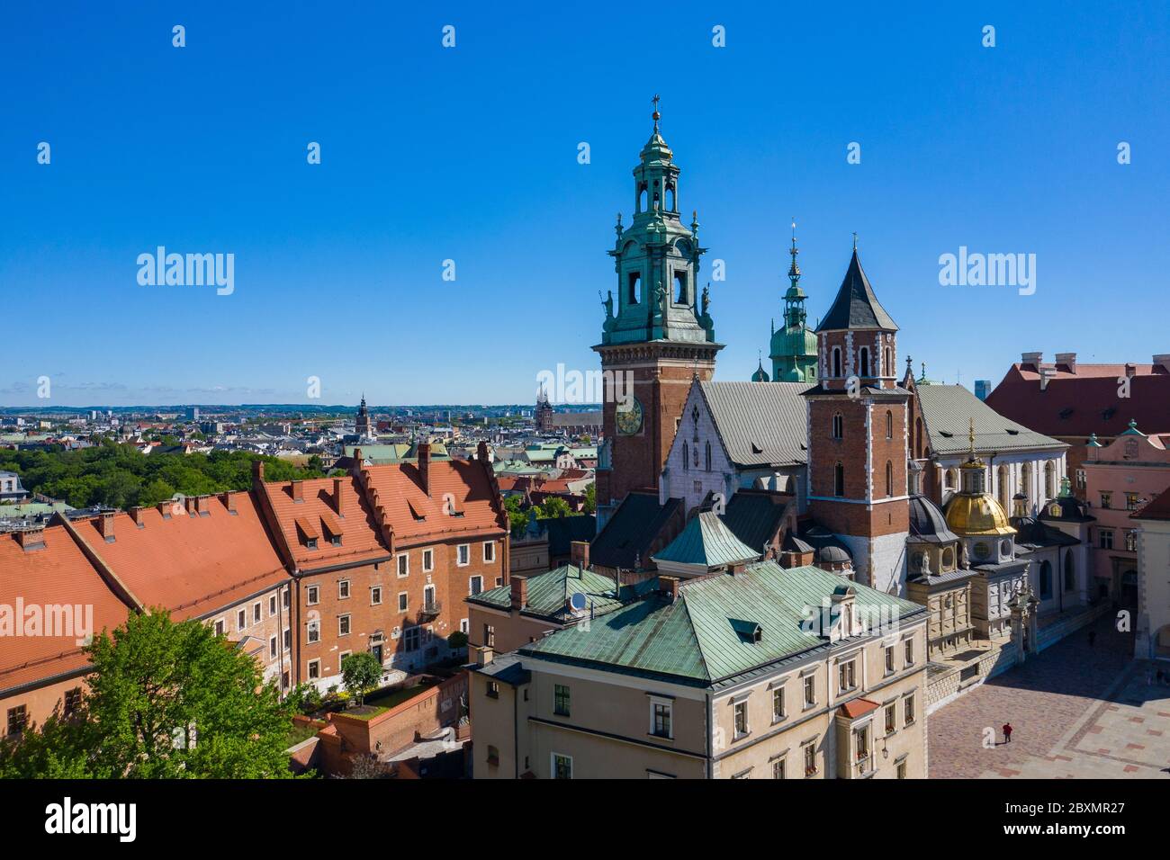 Krakow. Aerial View of Royal Wawel Castle and Gothic Cathedral. Vistula ...