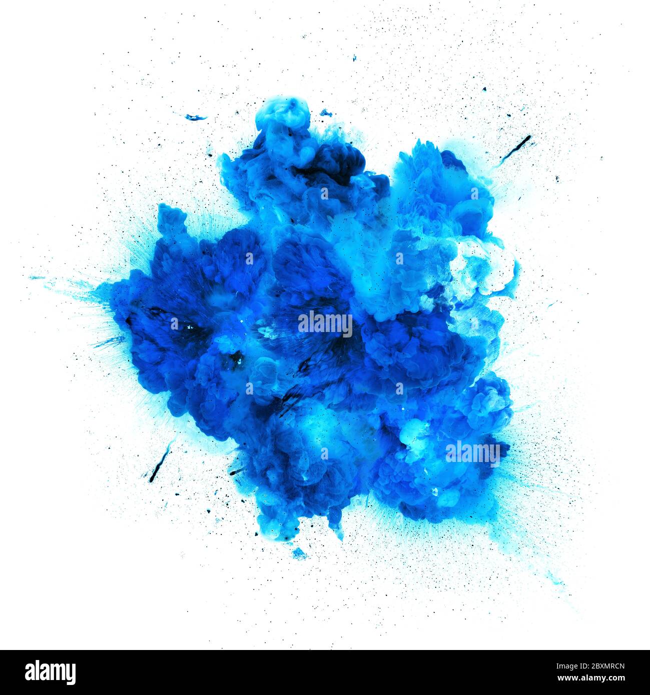 Blue gas explosion isolated on white background. Texture of gas and ...