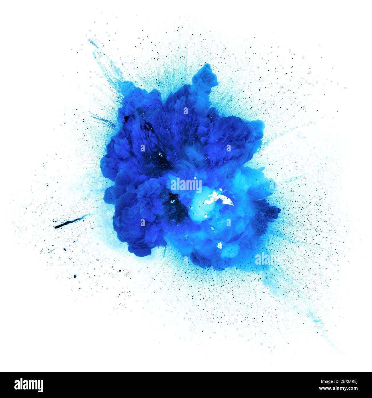 Blue gas explosion isolated on white background. Texture of gas and ...