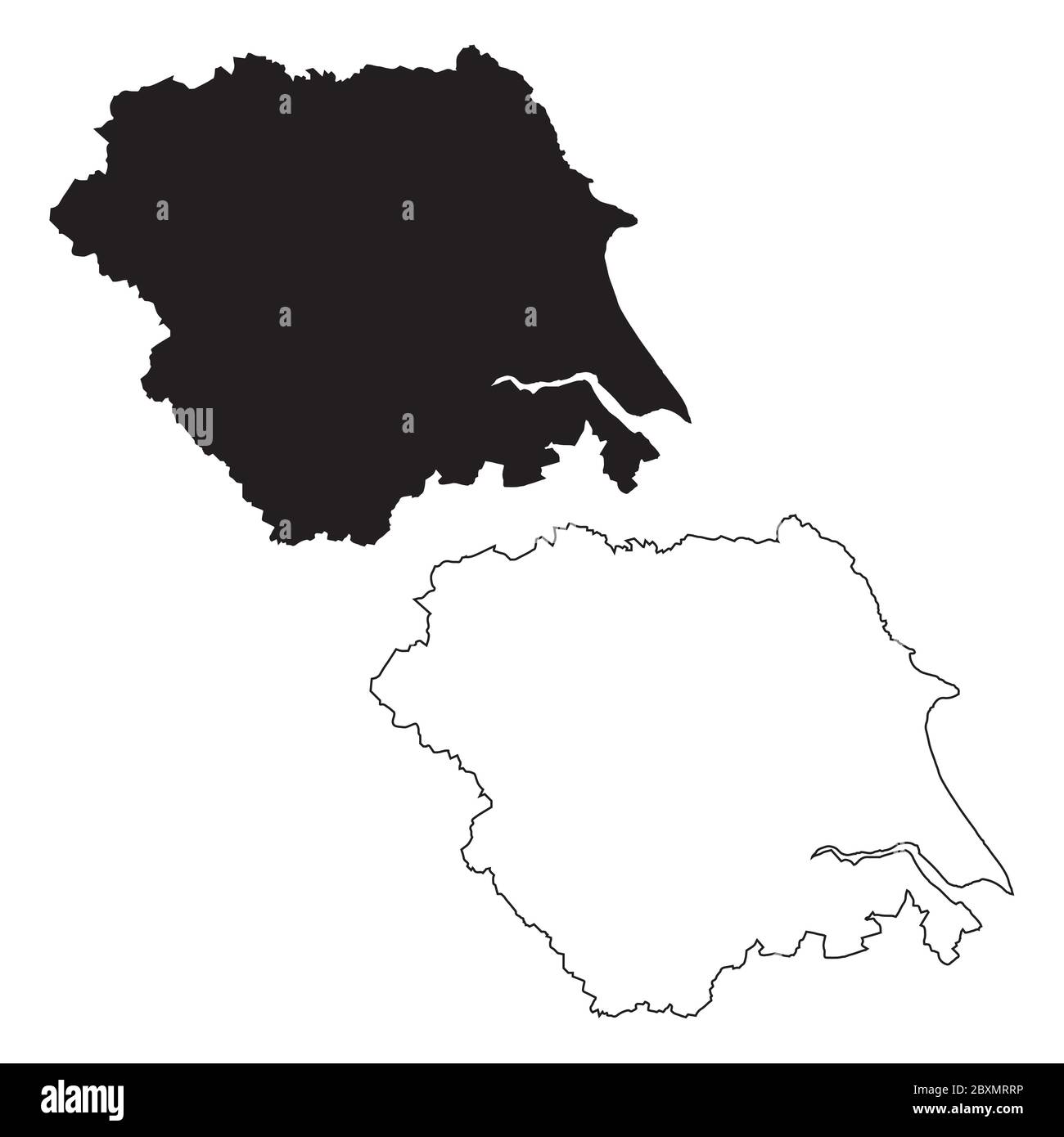 Map of Yorkshire and the Humber England. Black and outline maps. EPS ...