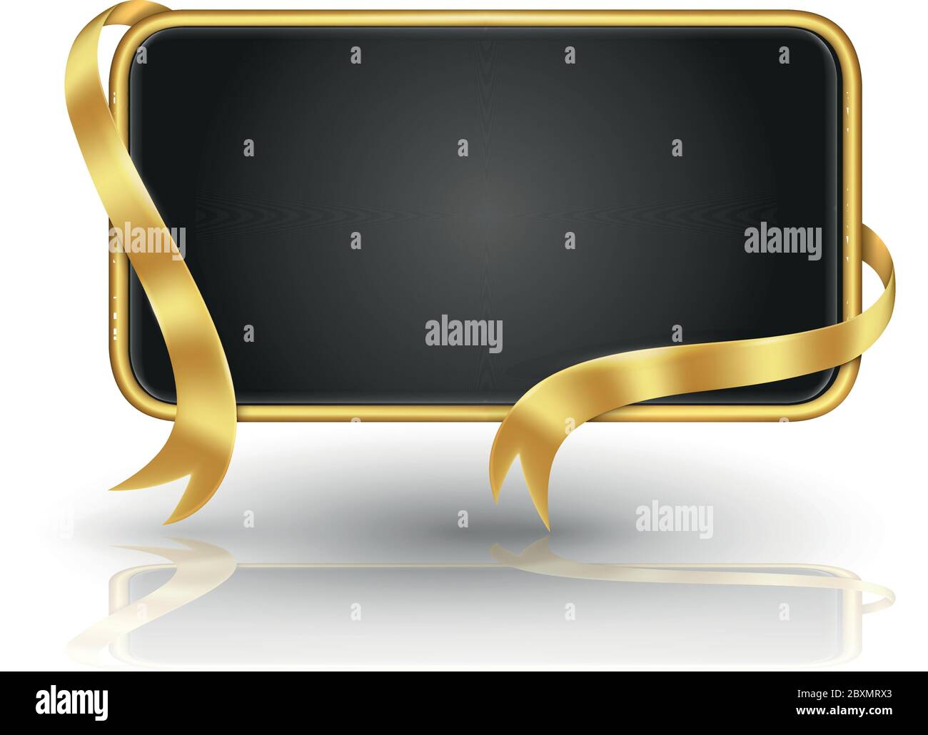 Gold billboard and gold ribbon vector illustration for promotion and ...