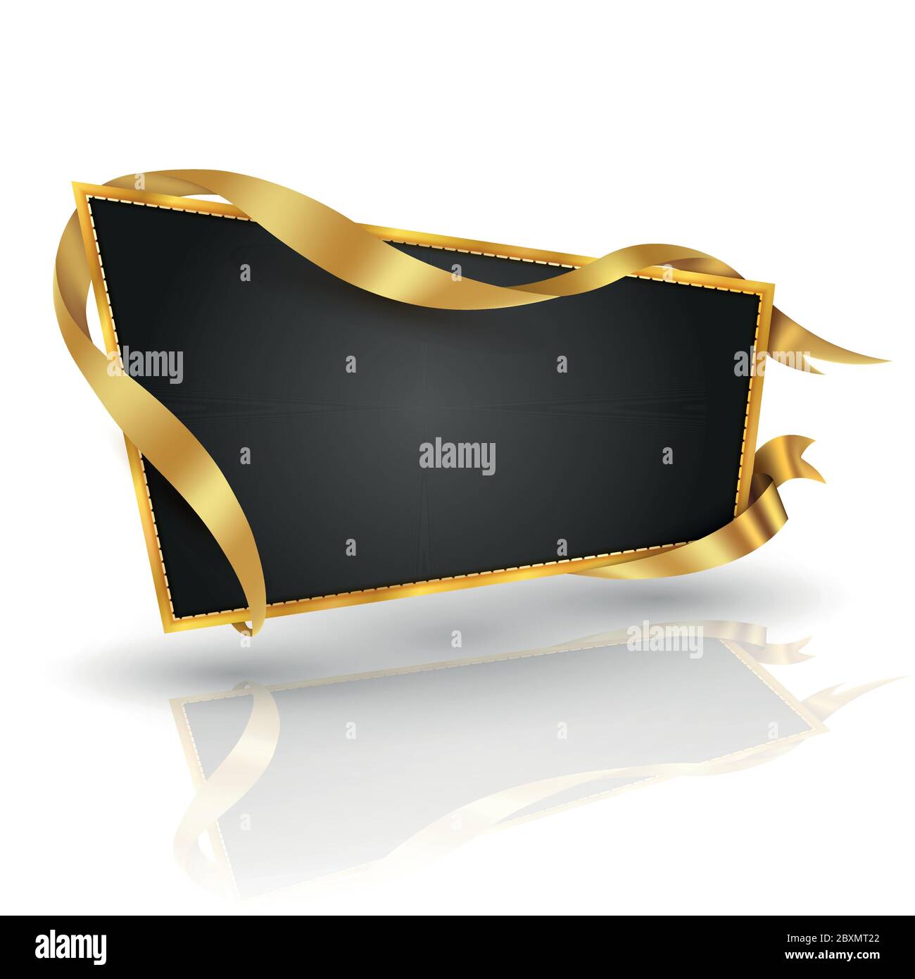 Gold billboard and gold ribbon vector illustration for promotion and ...