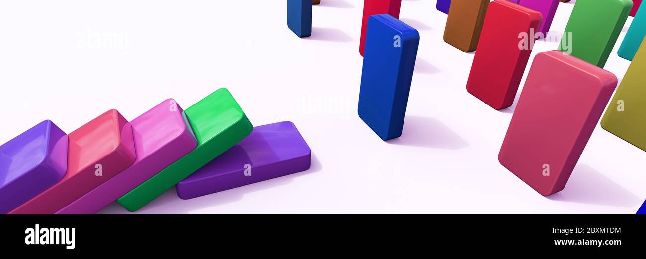 social distancing demonstration with domino pieces, effective ...