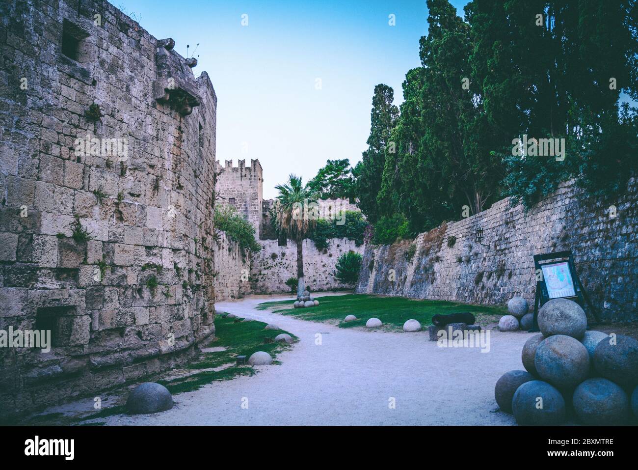 Part of the historic city wall of Rhodes town on Rhodes island, Greece ...