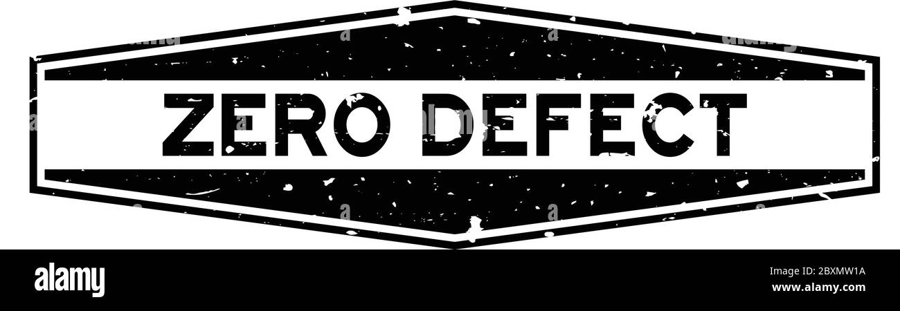 Grunge black zero defect word hexagon rubber seal stamp on white ...